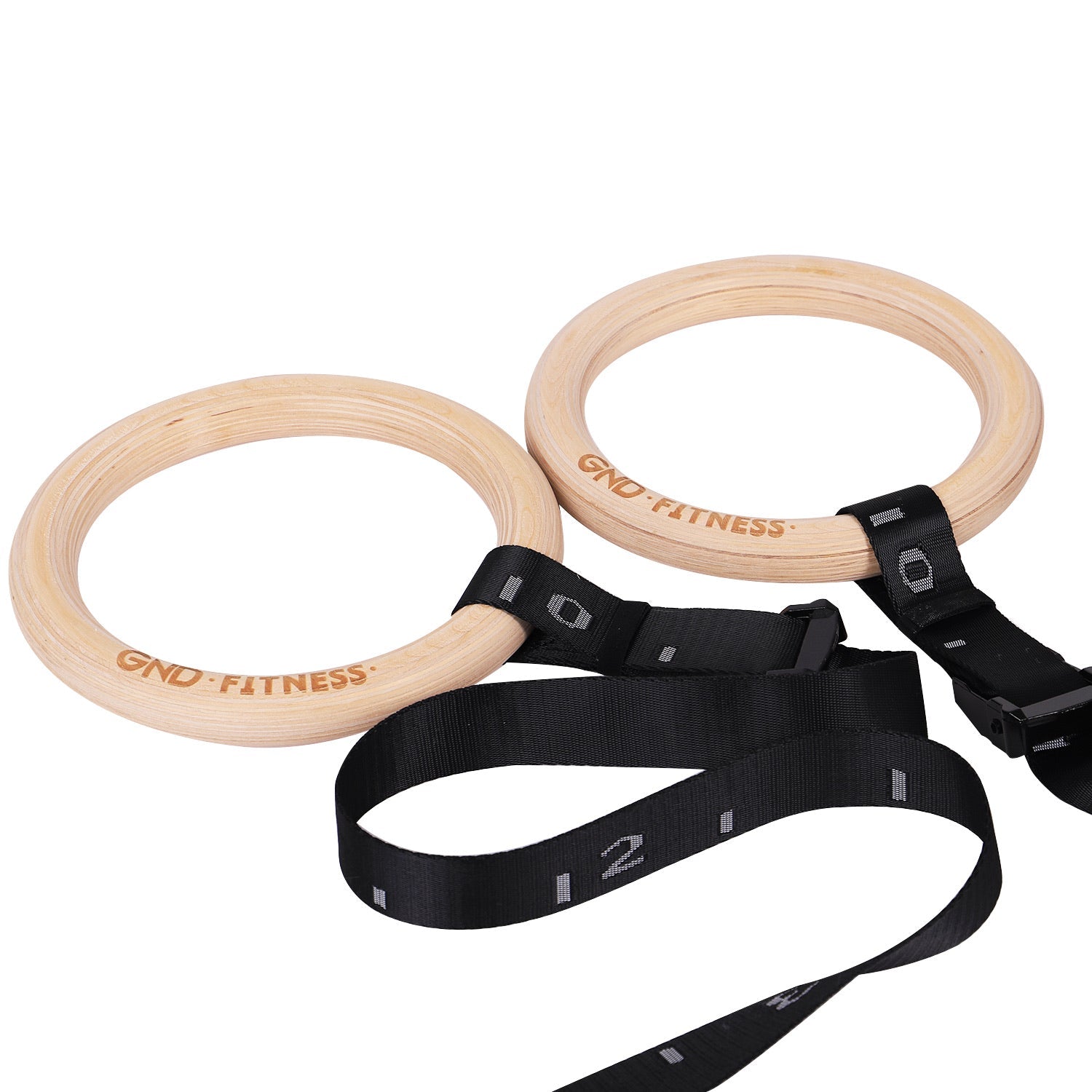 GND Wooden Gymnastic Rings W/ Nylon Bracing Straps | GND Fitness